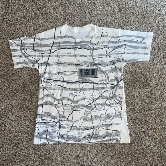 Shirts | Vintage Map Of Missouri Tshirt White Gray Alloverprint 9s ...